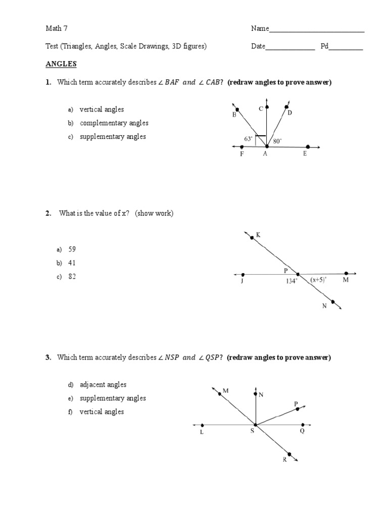 Test Triangles Angles Scale 3d Ls | PDF | Triangle | Area