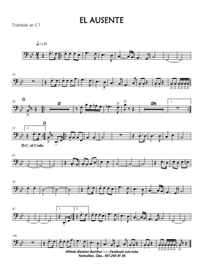 EL AUSENTE - Trombón en C 1 | PDF