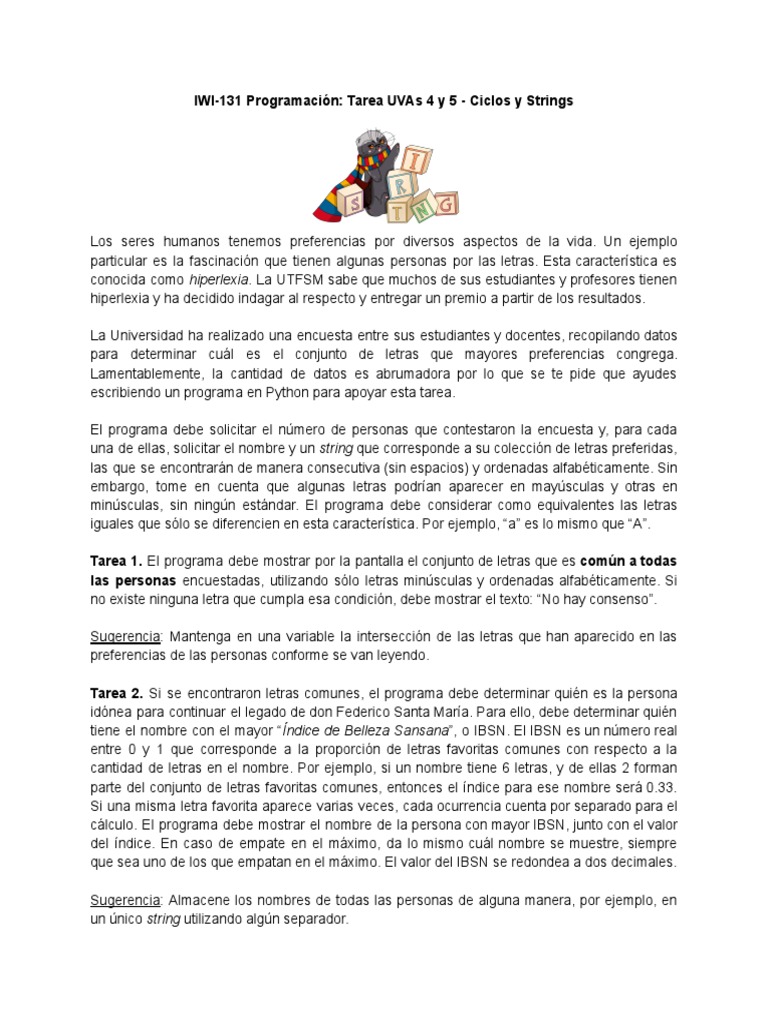 Tarea UVAs 4 y 5 - Ciclos y Strings | PDF | Ciencias de la Computación ... Tarea UVAs 4 y 5 - Ciclos y Strings | PDF | Ciencias de la Computación ...