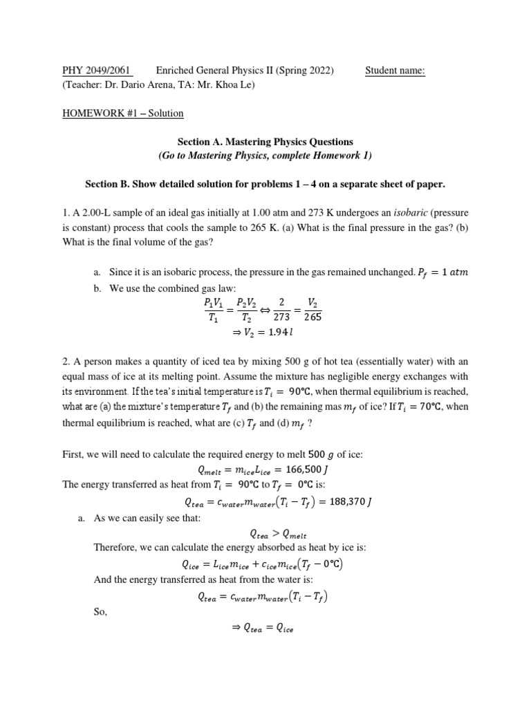 Homework 1 - Solution - General Physics II | PDF | Teaching Methods & Materials
