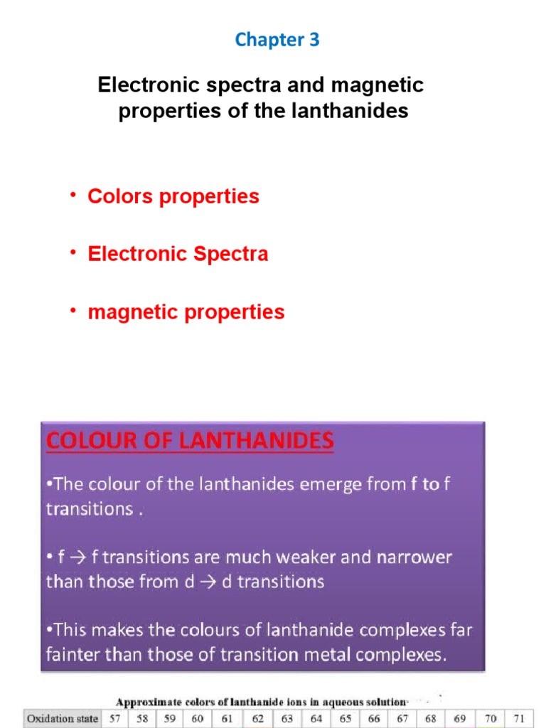 Lanthanides: Spectral & Magnetic Properties | PDF