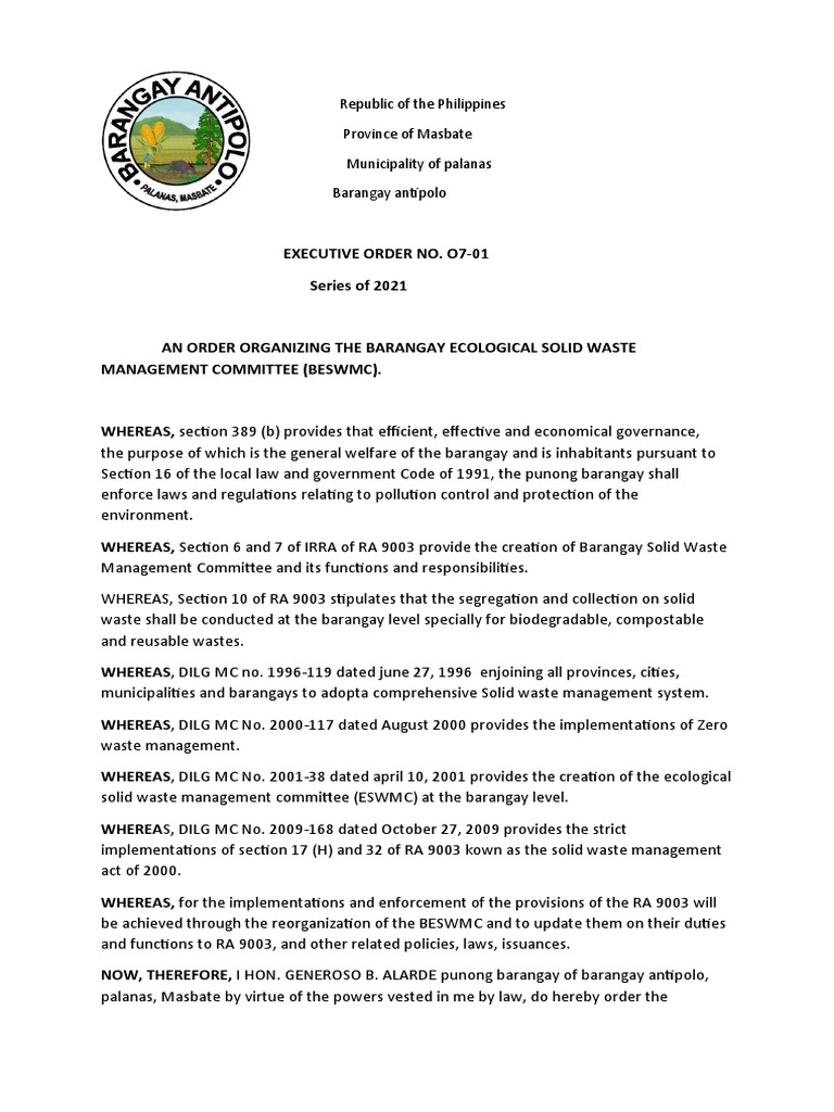 BESWMC | PDF | Waste Management | Municipal Solid Waste