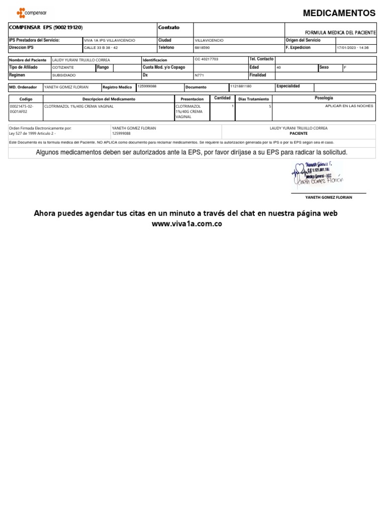 Fórmula Médica: Clotrimazol N771 | PDF | Industrias de servicio ...