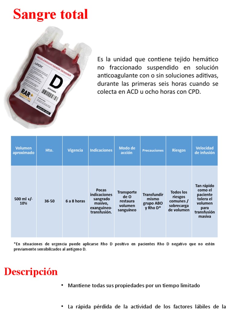 Sangre Total | PDF | Sangre | Transfusión de sangre