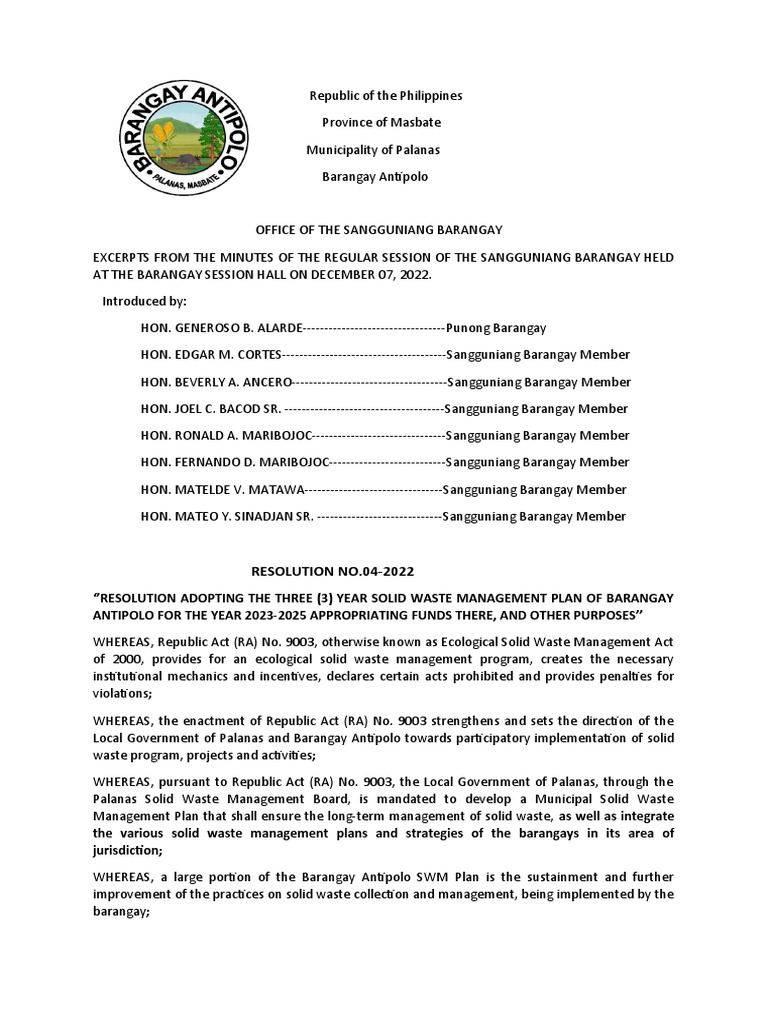 Solid Waste Resolution | PDF | Government | Justice