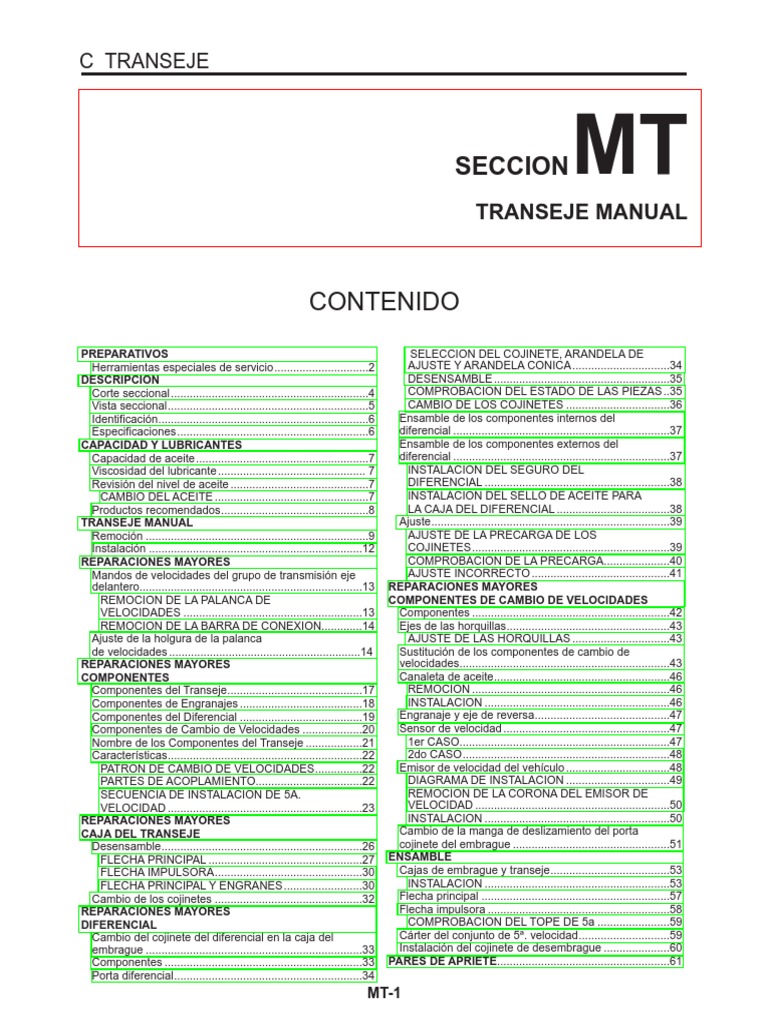 Manual de reparación del transeje manual de 5 velocidades tipo JB3 para ...