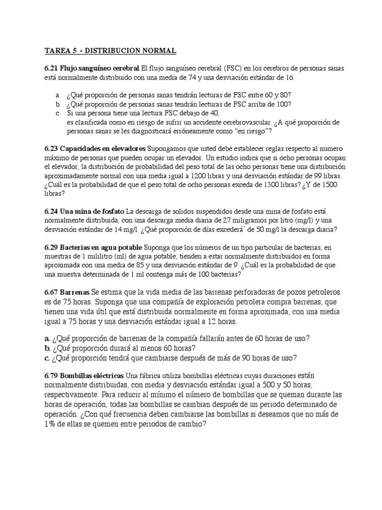 TAREA 5 - DISTRIBUCION NORMAL (6p) 23-2 v2 | PDF