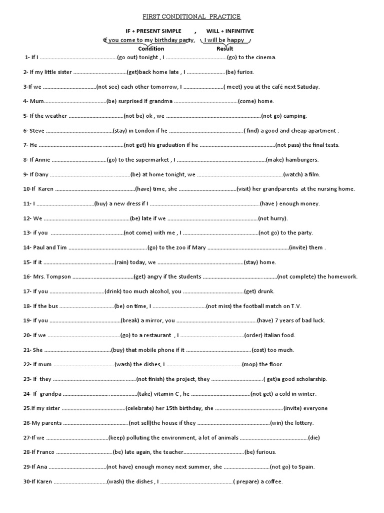 First Conditional Practice | PDF