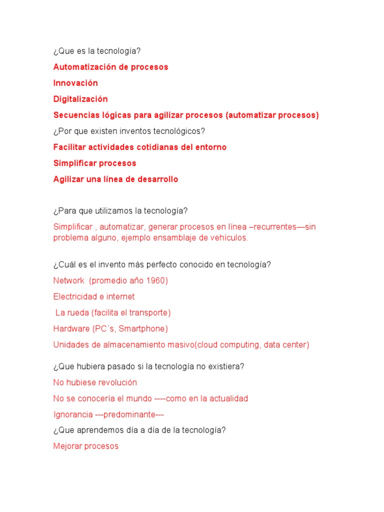 PREGUNTAS - Tecnología - UNIDAD - 2 - TENDENCIAS TECNOLOGICAS | PDF ...