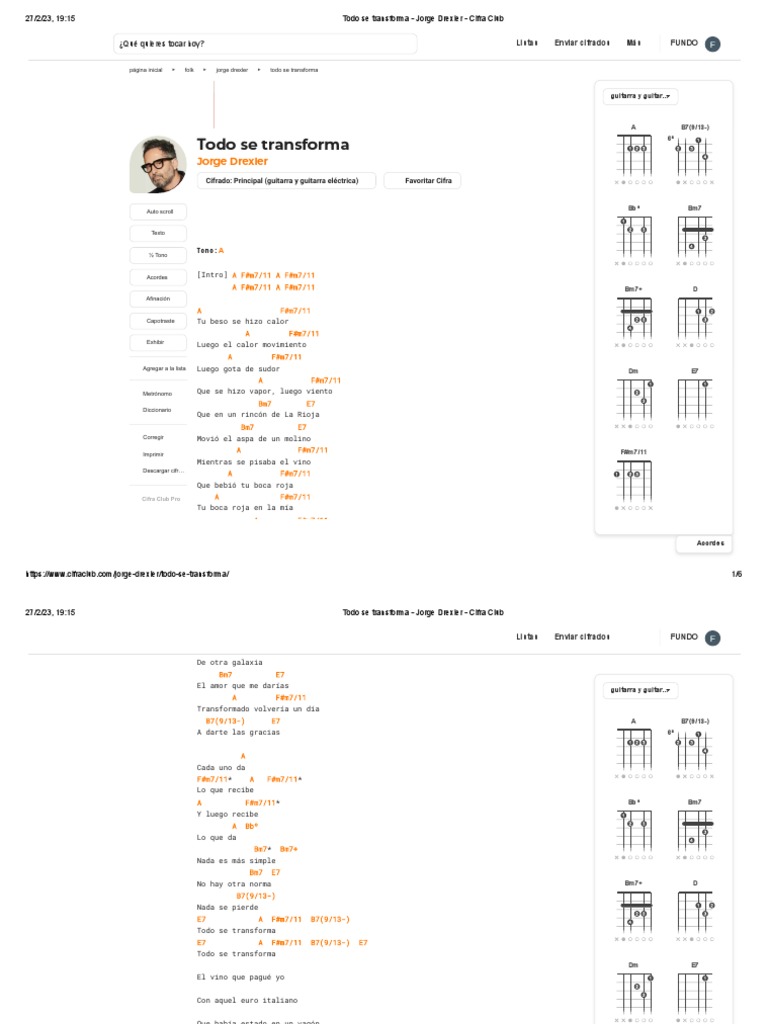 Todo Se Transforma - Jorge Drexler - Cifra Club | PDF | Musica Popular