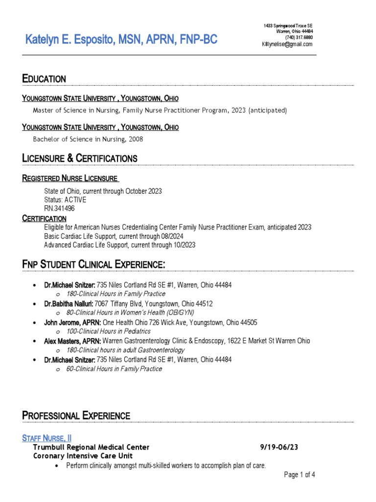 FNP Resume | PDF | Nursing | Health Care