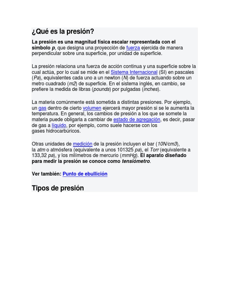 Qué Es La Presion | PDF | Presión | Pascal (Unidad)