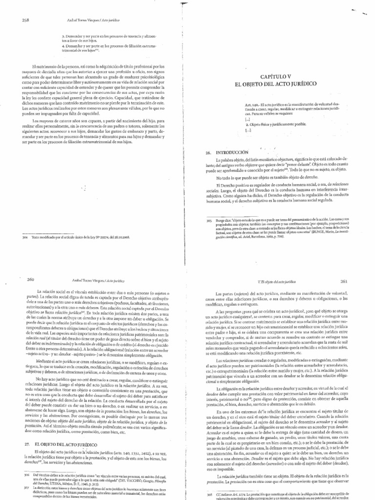 Aníbal Torres Vásquez - Objeto, Causa y Forma Del Acto Jurídico | PDF