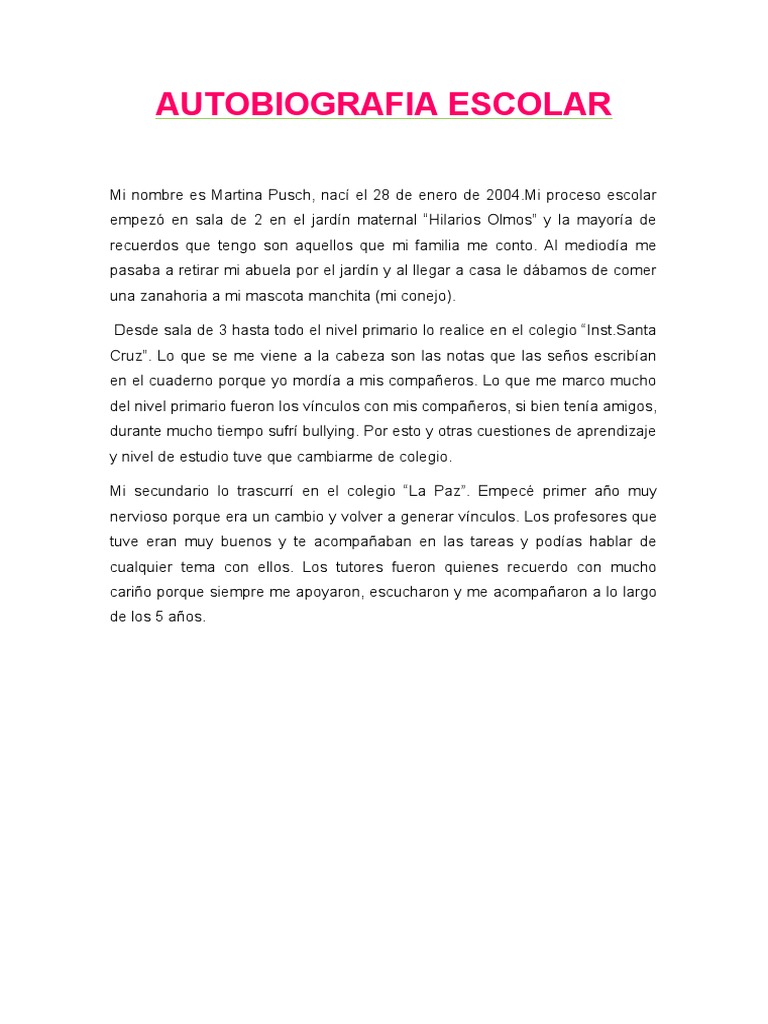 Autobiografia Escolar | PDF