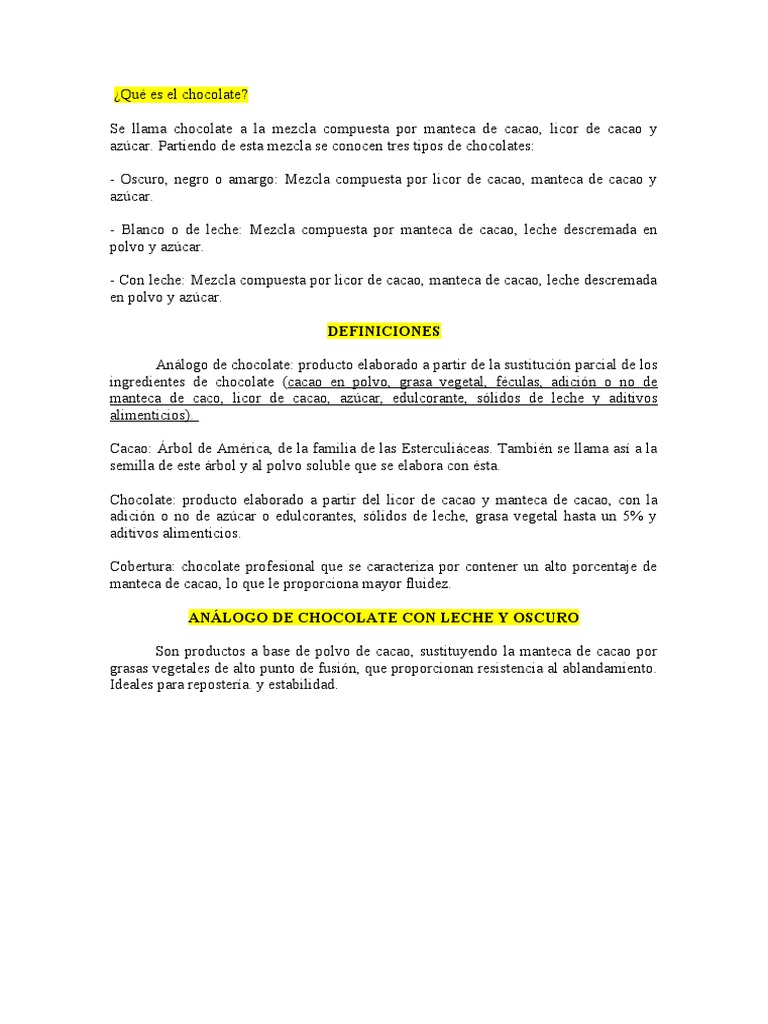 Alcala Formulario Chocolate | PDF | Chocolate | Sólidos de cacao