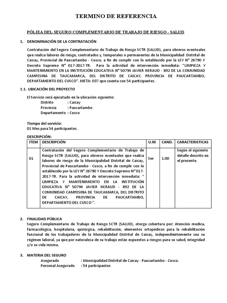 TDR SCTR Salud | PDF