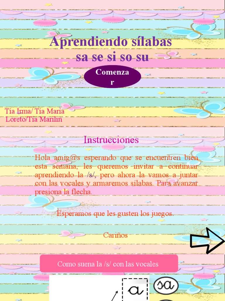 Aprendiendo Sílabas Sa Se Si So Su | PDF
