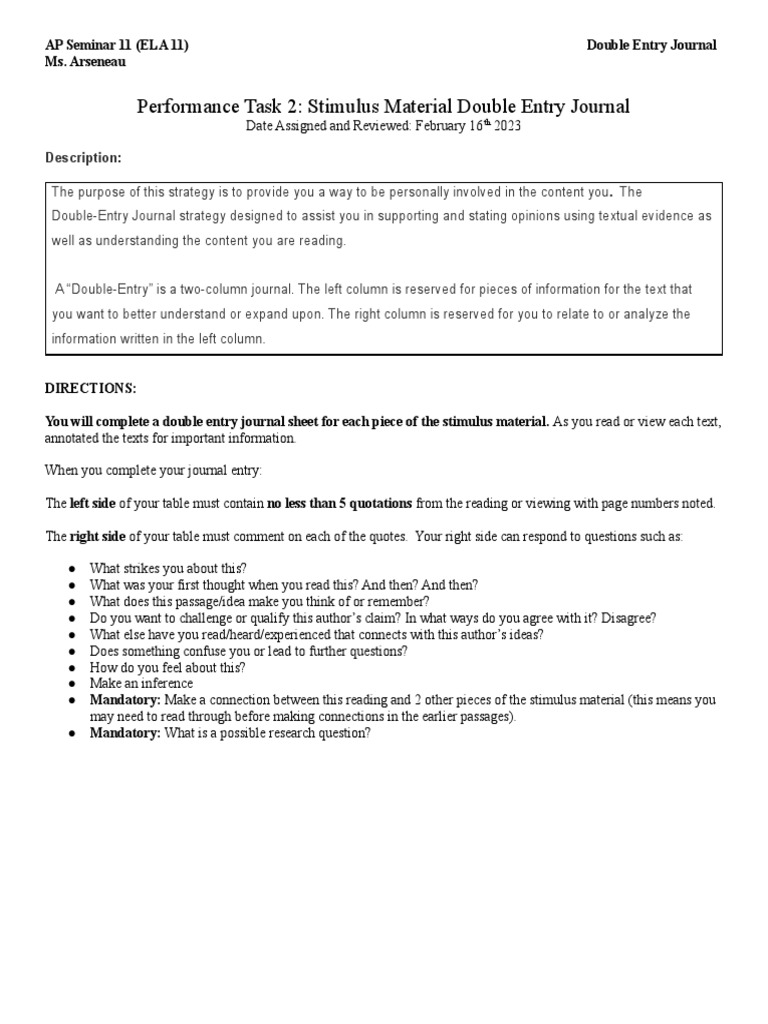 SSR Double Journal Entry Assignment | PDF