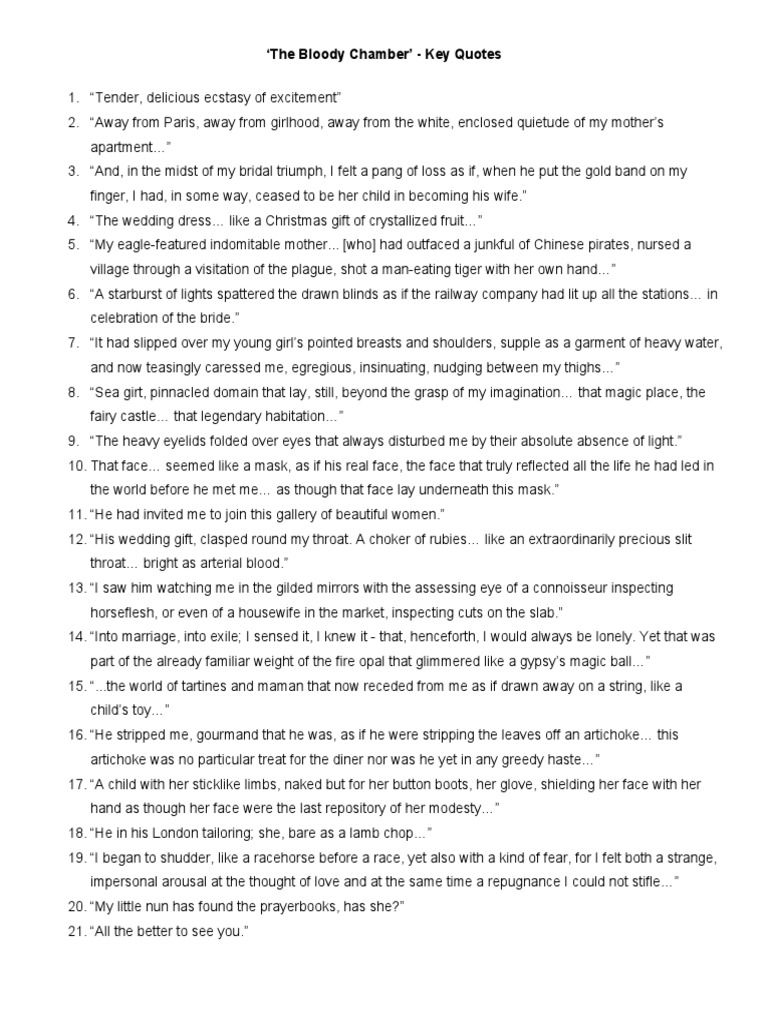The Bloody Chamber' - Key Quotes | PDF