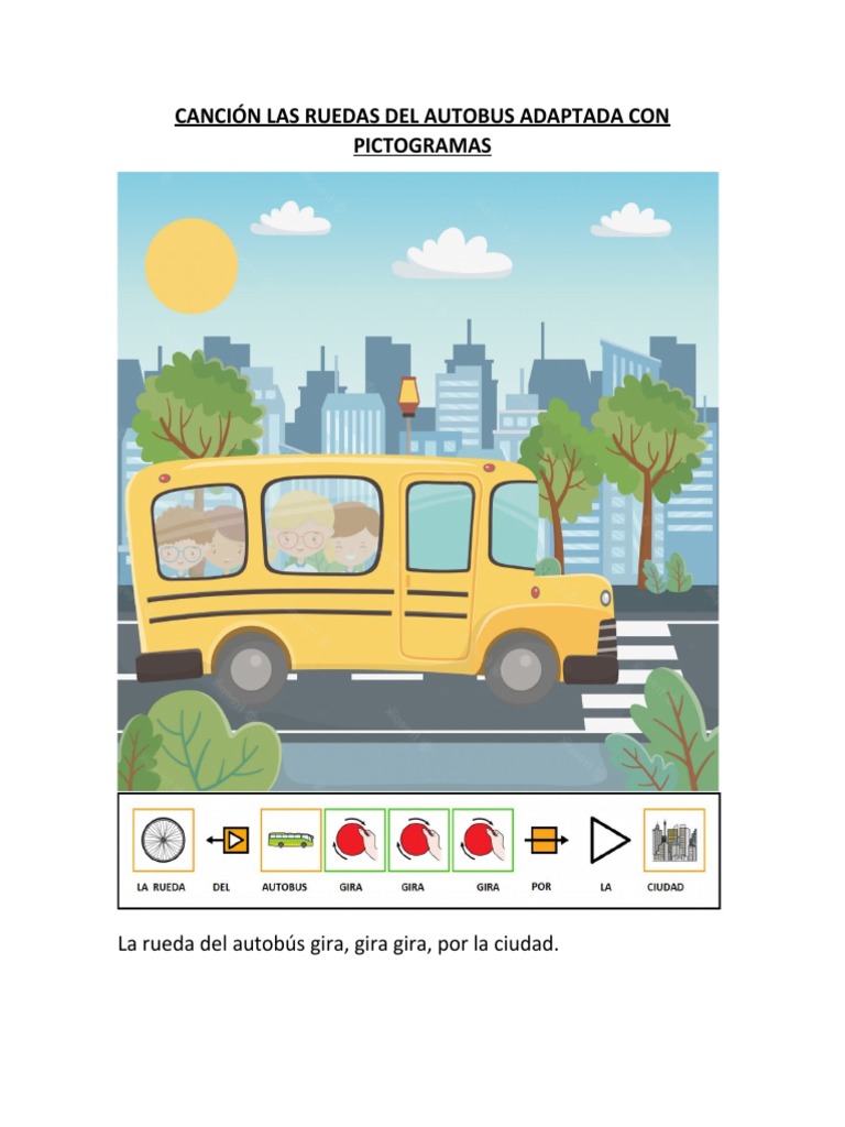 Canción Las Ruedas Del Autobus Adaptada Con Pictogramas: La Rueda Del ...