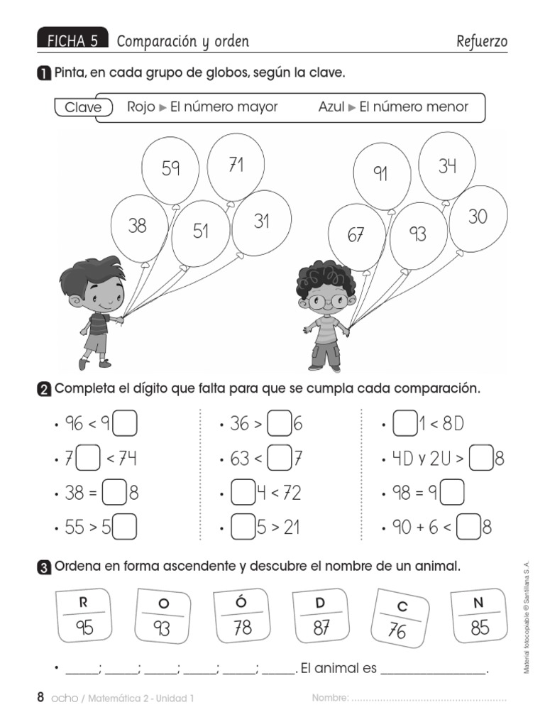 comparación y orden hasta el 99 | PDF