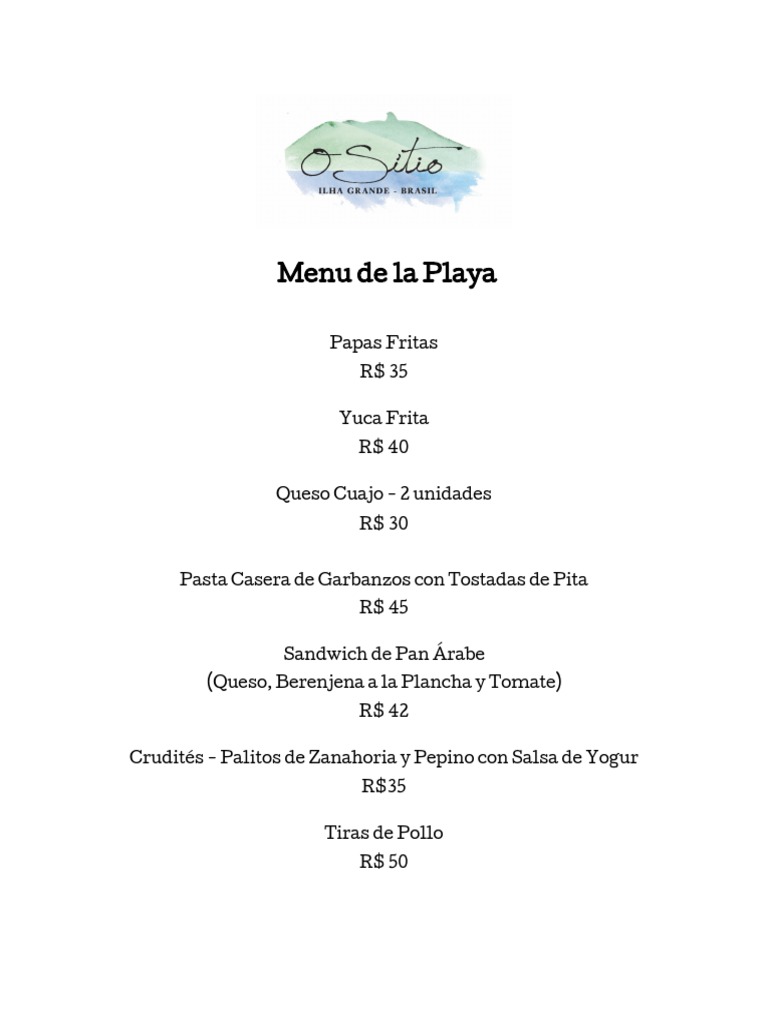 Menu de La Playa | PDF