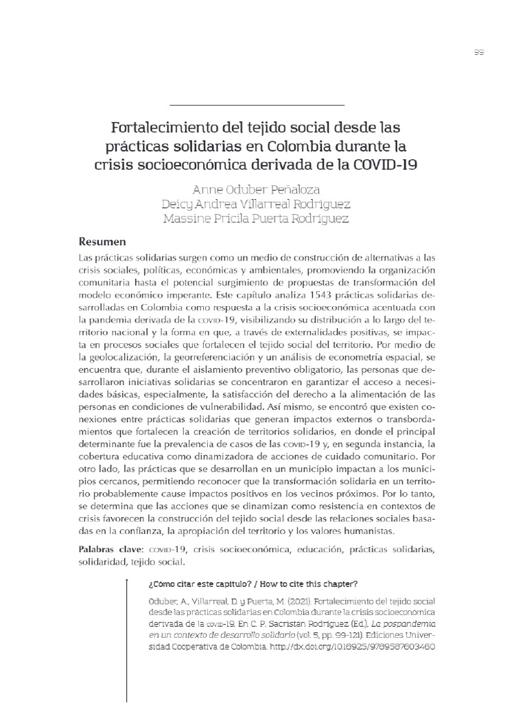 Fortalecimiento Del Tejido Social Desde Las Prácticas Solidarias en ...