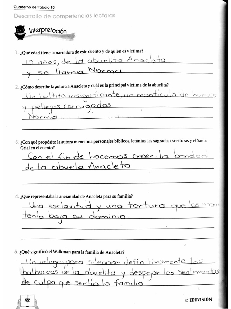 Respuesta El Secreto Mundo de La Abuela Anacleta | PDF