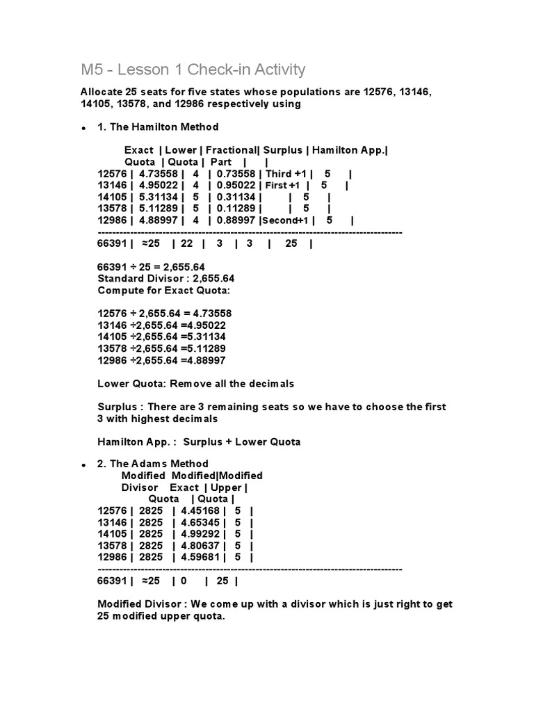 M5 - Lesson 1 Check-In Activity: First +1 Second+1 | PDF