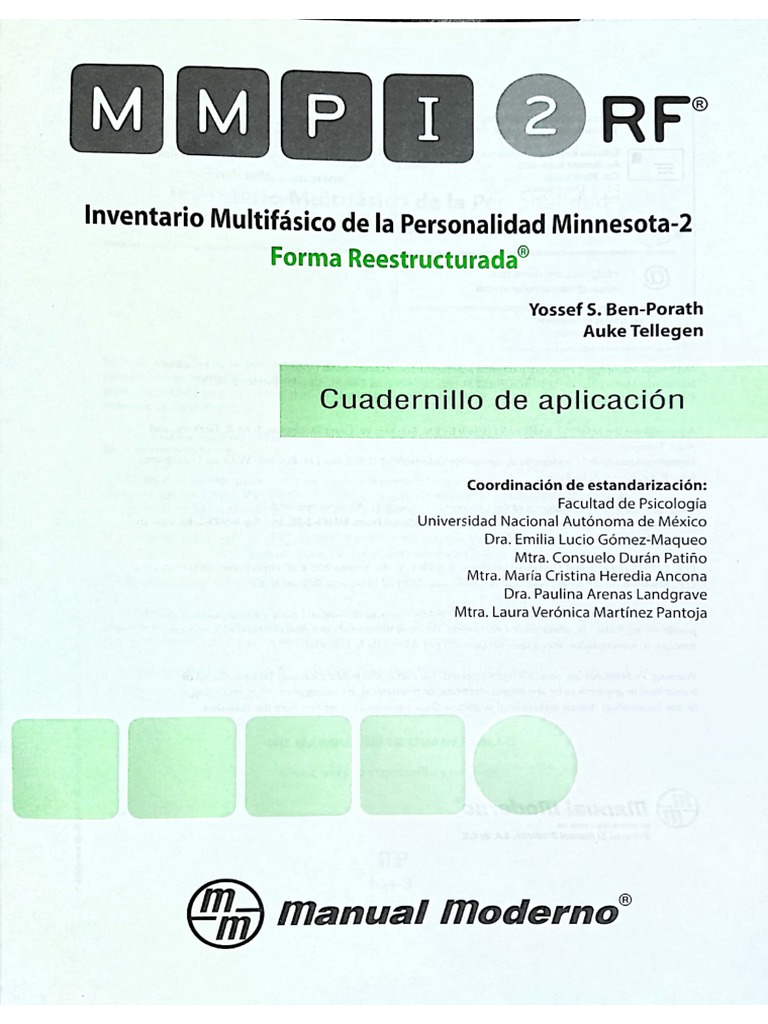 Cuadernillo de Aplicación MMPI2 | PDF