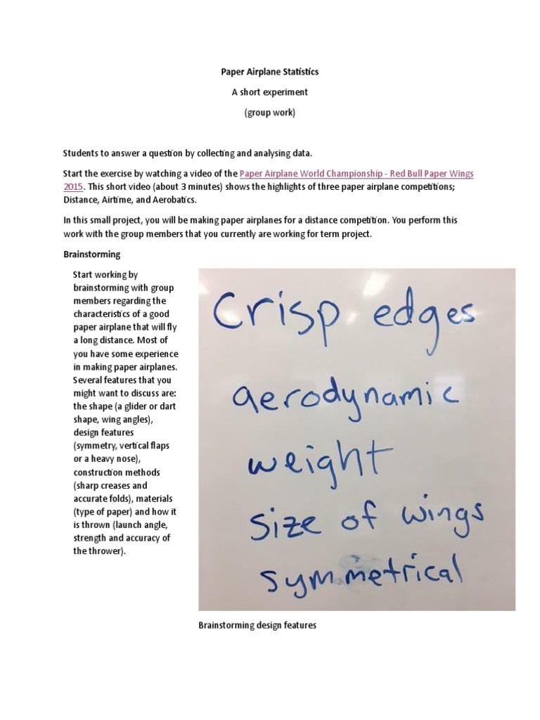 Paper Airplane Distance Experiment | PDF | Teaching Methods & Materials ...
