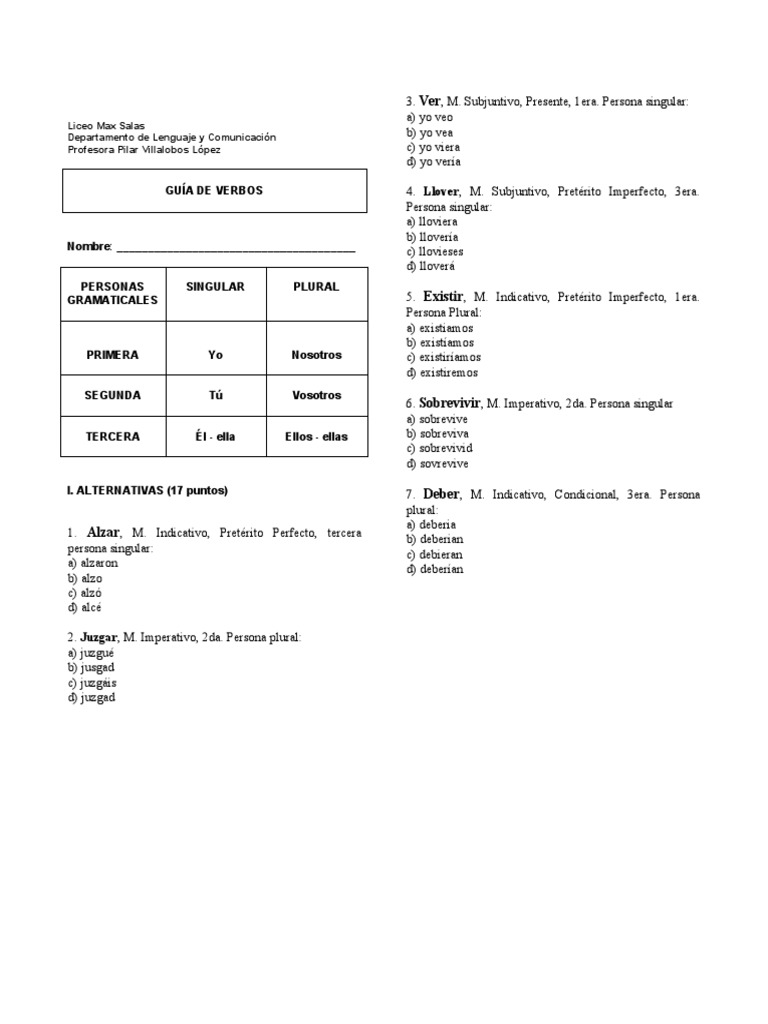 Guía de Verbos | PDF | Verbo | Conjugación gramatical