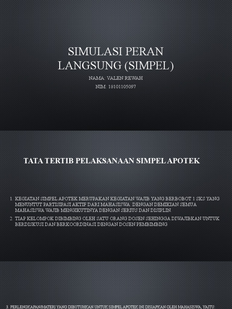 Simulasi Peran Langsung (Simpel) : Nama: Valen Rewah NIM: 18101105097 | PDF