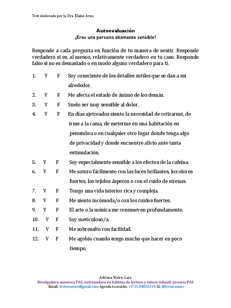 Test Elaine Aron - Adultos PAS | PDF