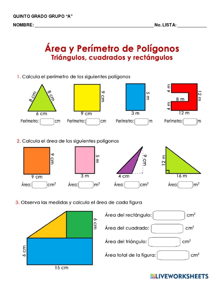 Area y Perimetro de Poligonos 1 | PDF