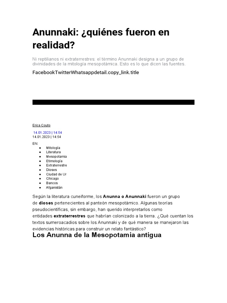 Anunnaki | PDF | Mesopotamia | Deidades
