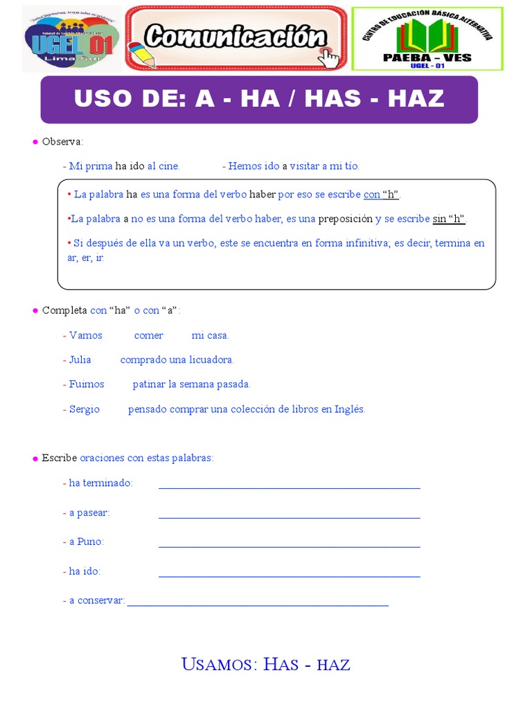Uso de A - HA y HAS - HAZ | PDF