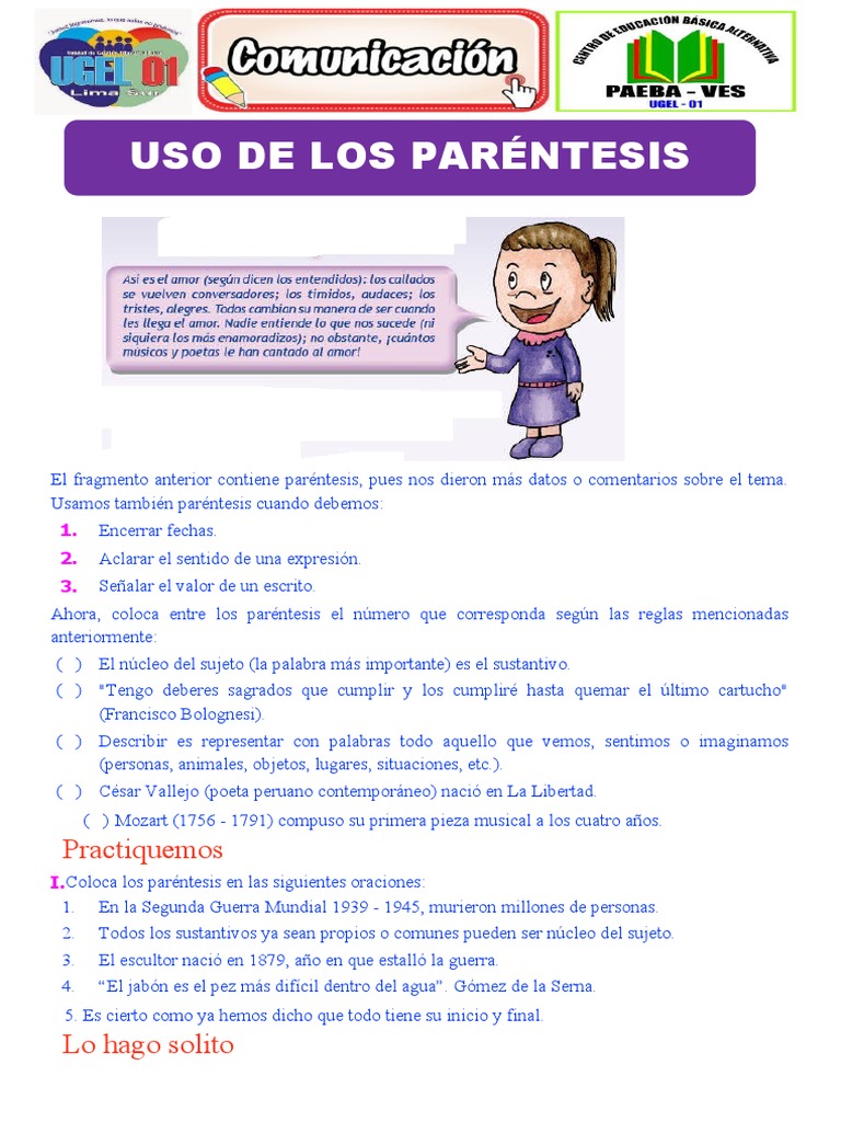 Uso de paréntesis en primaria | PDF