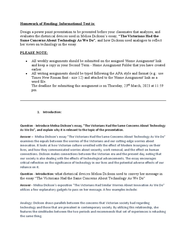 Homework of Reading | PDF | Rhetoric | Essays