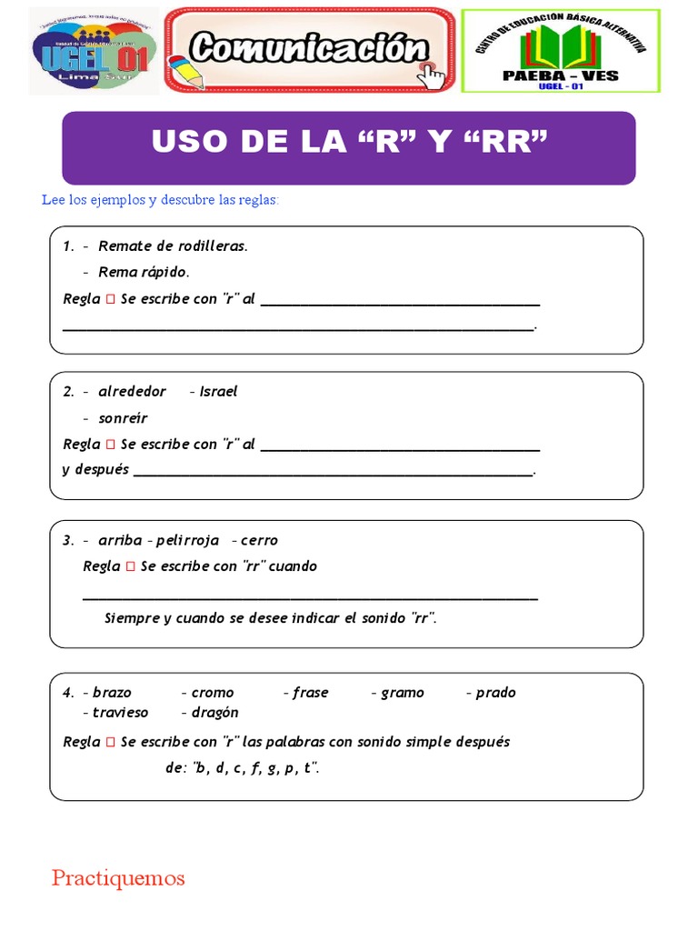 Uso de La "R" Y "RR": Practiquemos | PDF