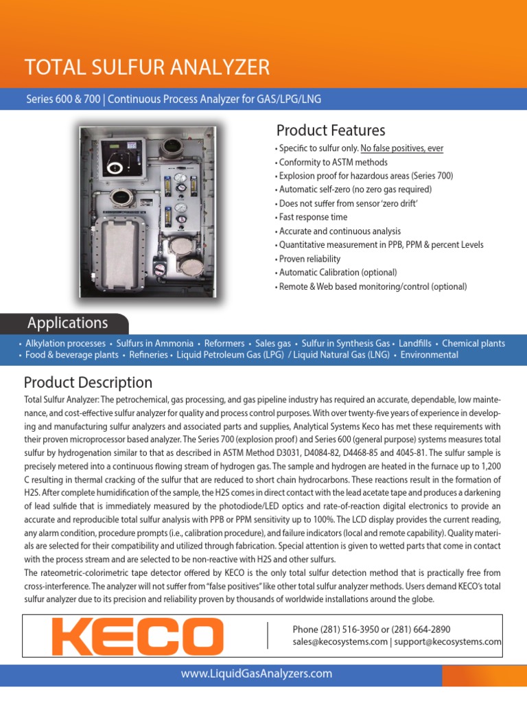 Analyzer 600 700 Total Sulfur Analyzer Advantages | PDF | Liquefied ...