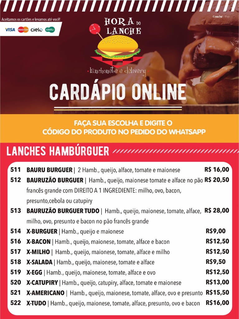 Cardapio Hora Do Lanche | PDF