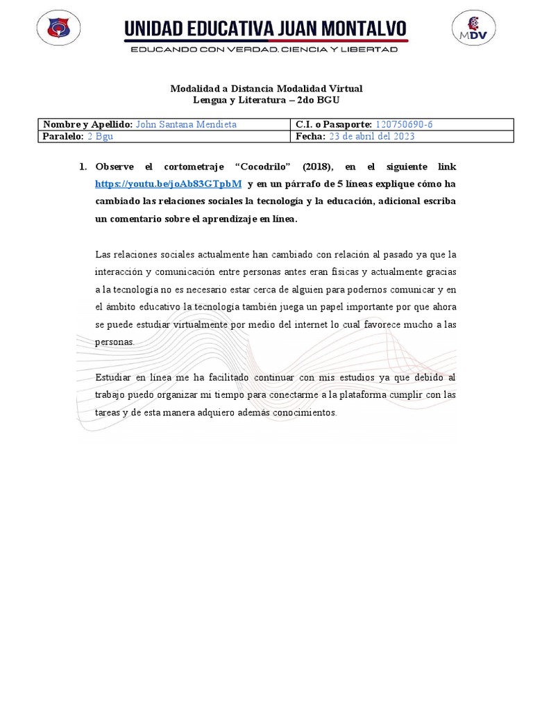 Actividad de Aprendizaje 1 Semana 1-2 U4 | PDF