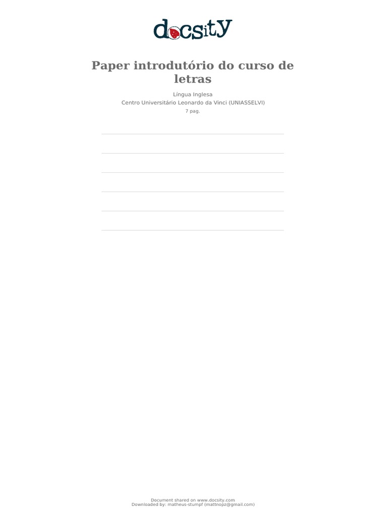 Paper Introdutorio Do Curso de Letras | PDF | Citação | Science Paper Introdutorio Do Curso de Letras | PDF | Citação | Science