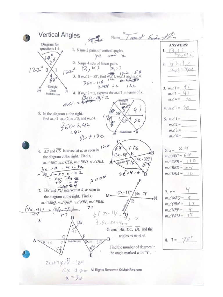 Vertical Angles | PDF