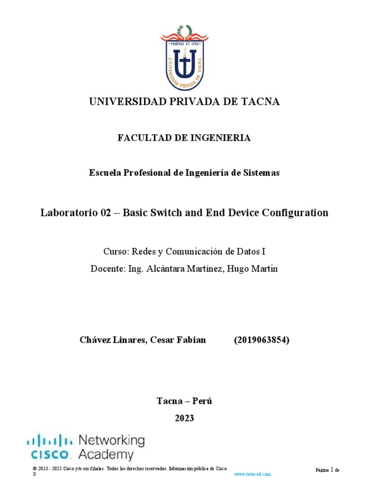 Lab - 2 - Basic Switch and End Device Configuration | PDF | Arquitectura de internet | Ciencias ...
