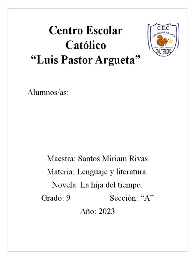 Centro Escolar Católico "Luis Pastor Argueta": Alumnos/as | PDF