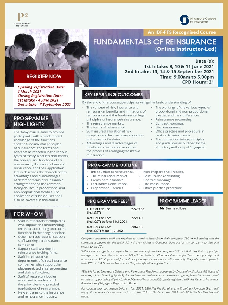 Fundamentals of Reinsurance | PDF