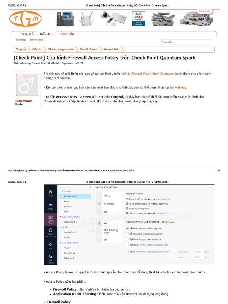 (Check Point) Cấu hình Firewall Access Policy trên Check Point Quantum Spark | PDF