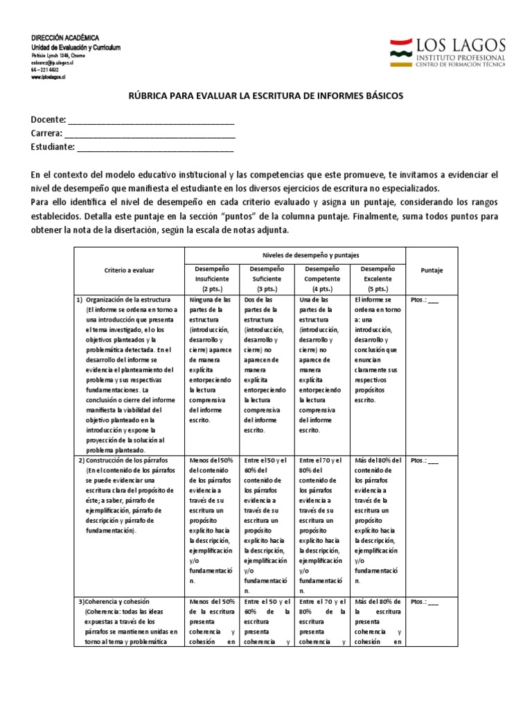 Rúbrica para Evaluar Escritura | PDF | Ciencia cognitiva | Comunicación ...